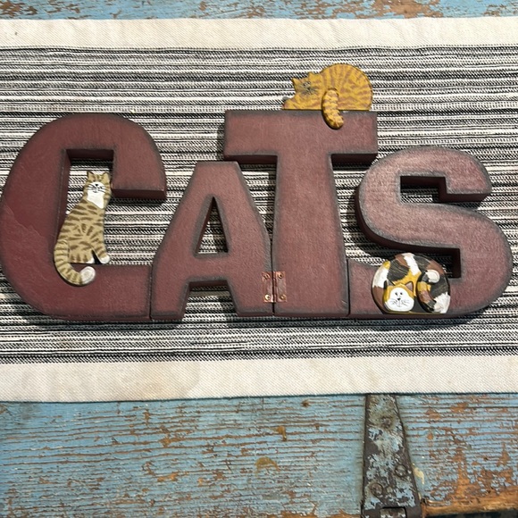 Vintage | Art | Vintage Wood Cats Sign Folding C A T S Letters Sign ...